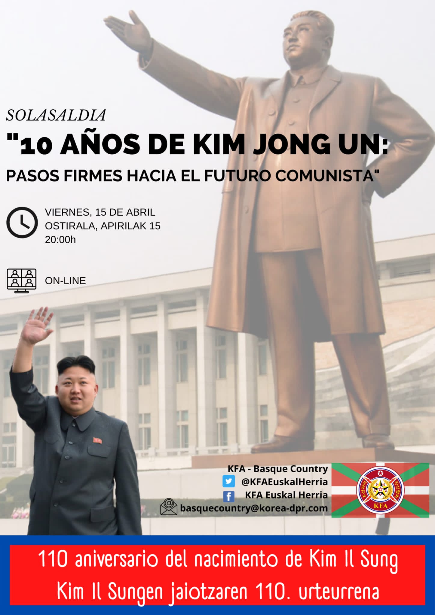 Reunión online abierta el 15 de abril por el 110 aniversario de Kim Il ...